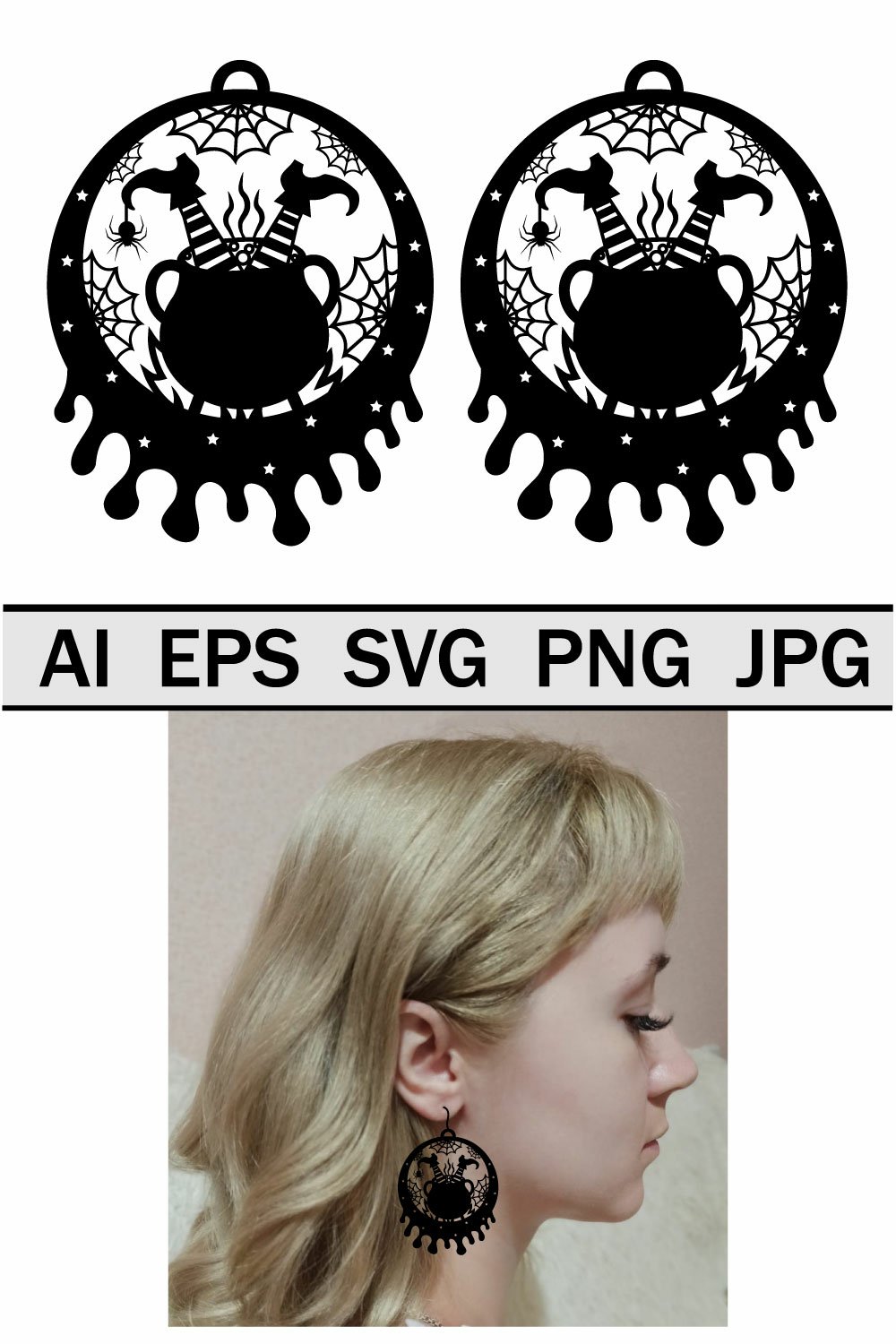 Earrings and pendants for Halloween, svg template (2162441)
