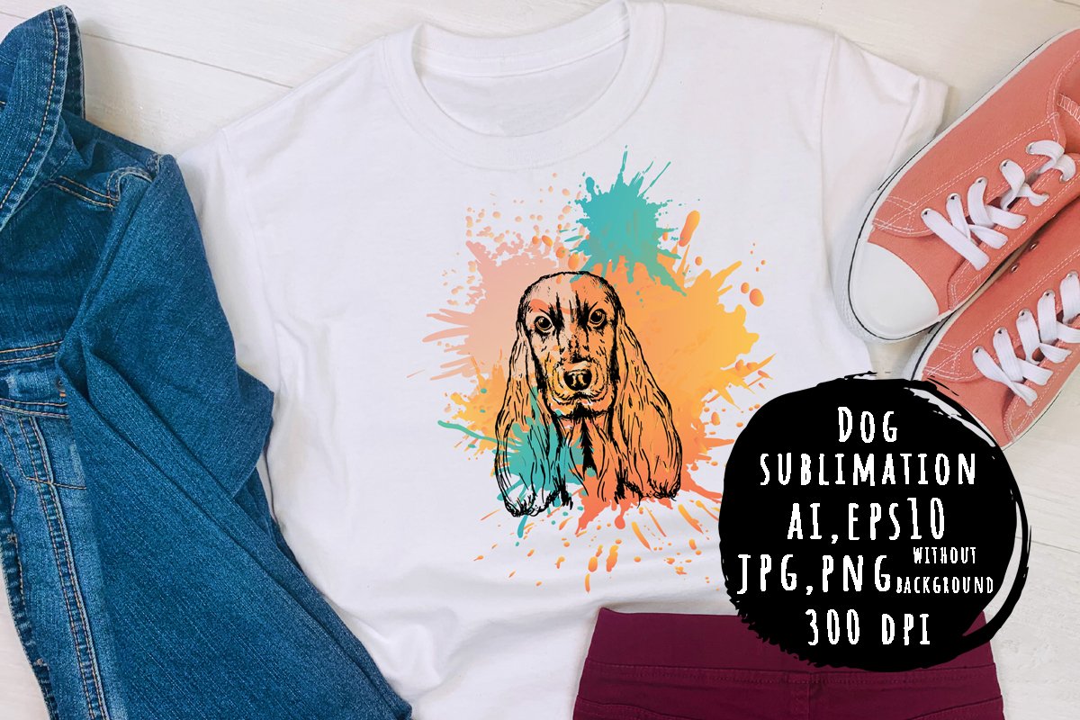 Dog. Colorful sublimation