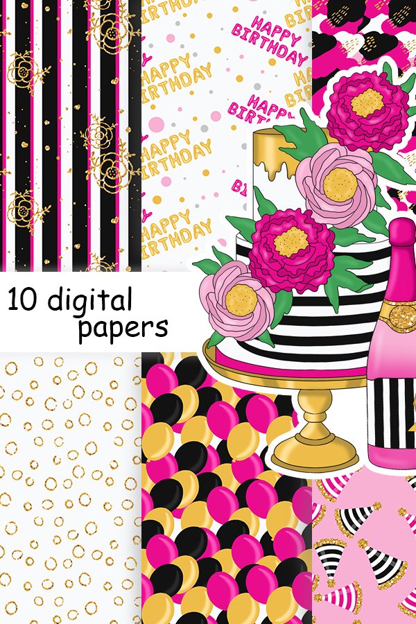 Birthday PATTERN Party Digital Paper For Weekly (1191869)
