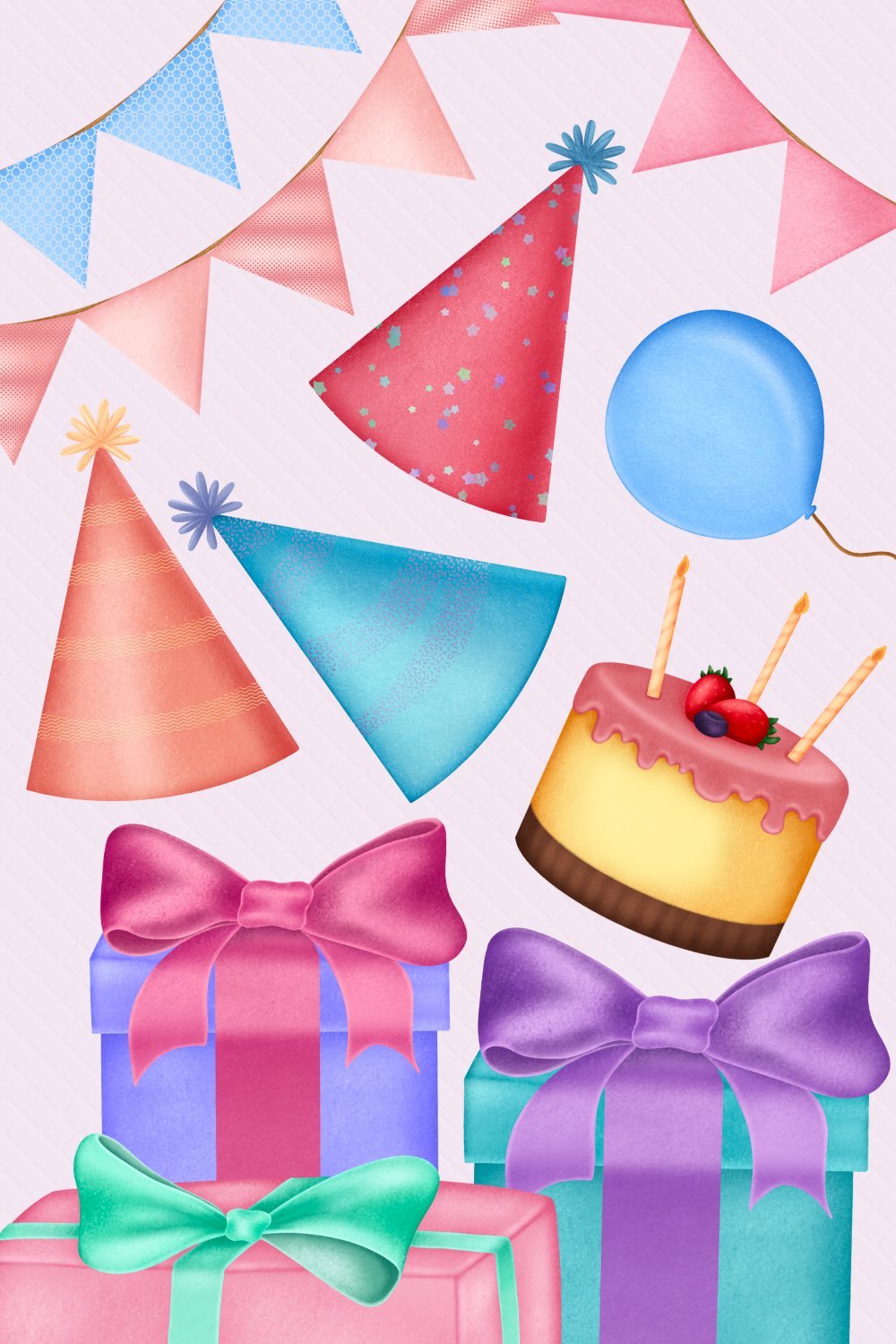 Birthday party clipart set 22 PNG high quality hand drawn
