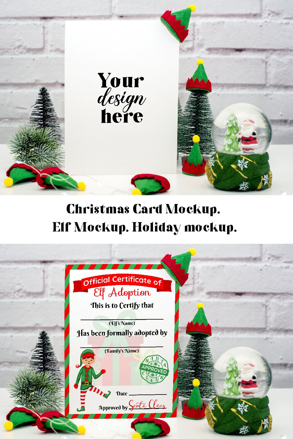 Christmas 5x7 Card Mockup. Elf Mockup. Holiday mockup.