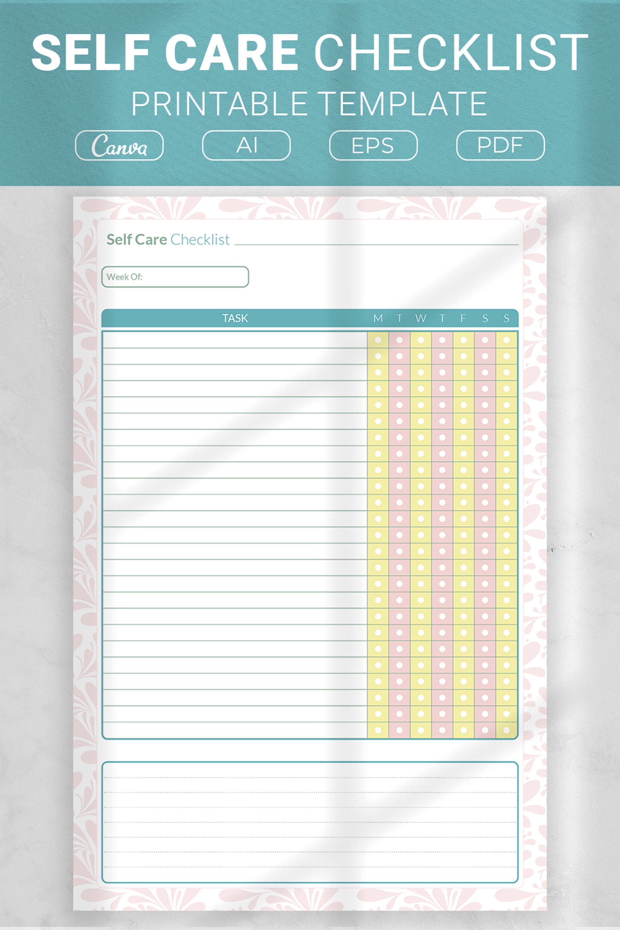 Self Care Checklist Template
