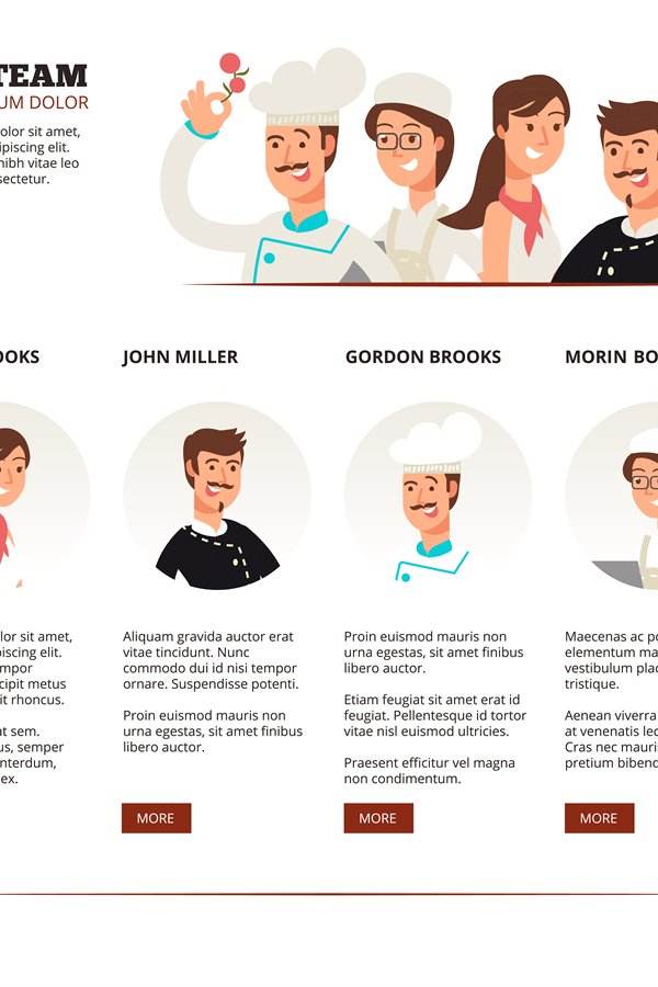 Reataurant cafe team. Teamwork vector concept with flat char