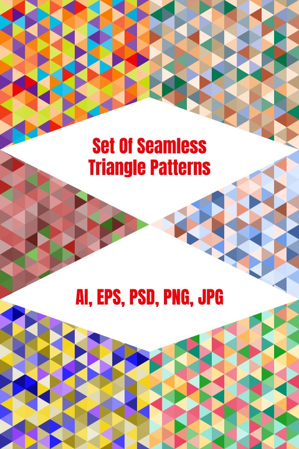Seamless Triangle Geometric Patterns - 6 Color Variations