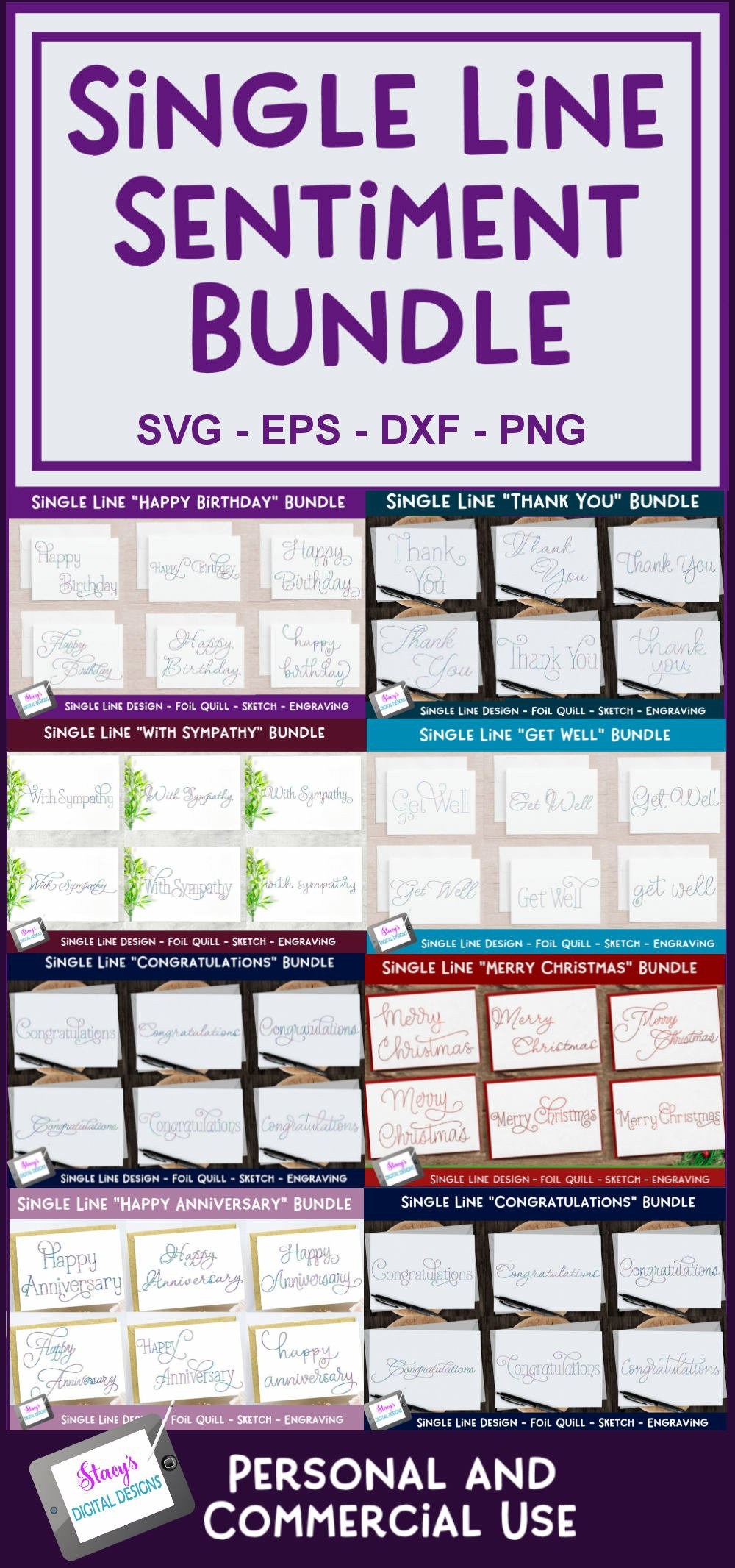 Single Line Sentiment Bundle | Single Line Greeting Cards