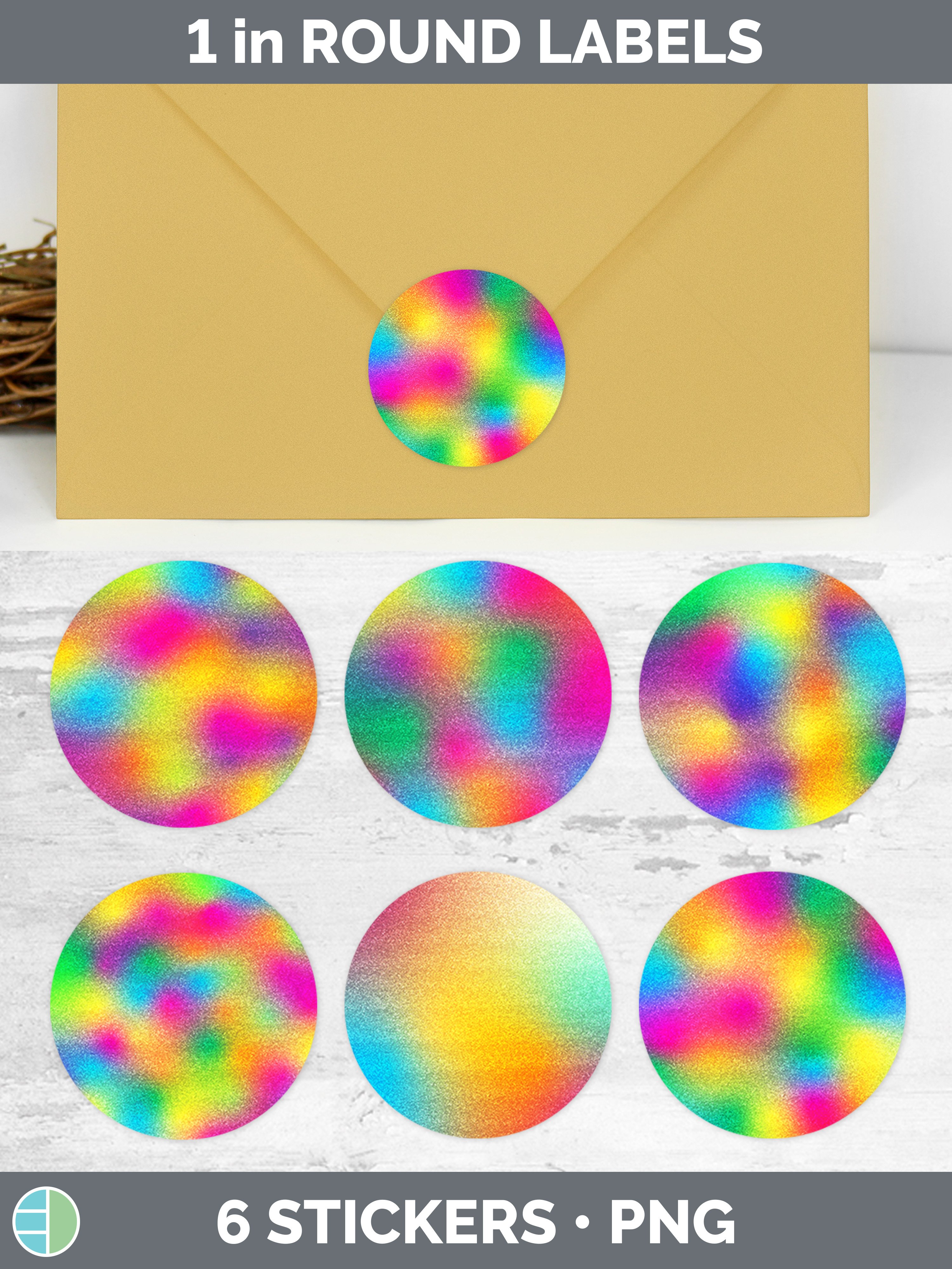 Rainbow Stickers | Sticker 1in Round Labels PNG Designs