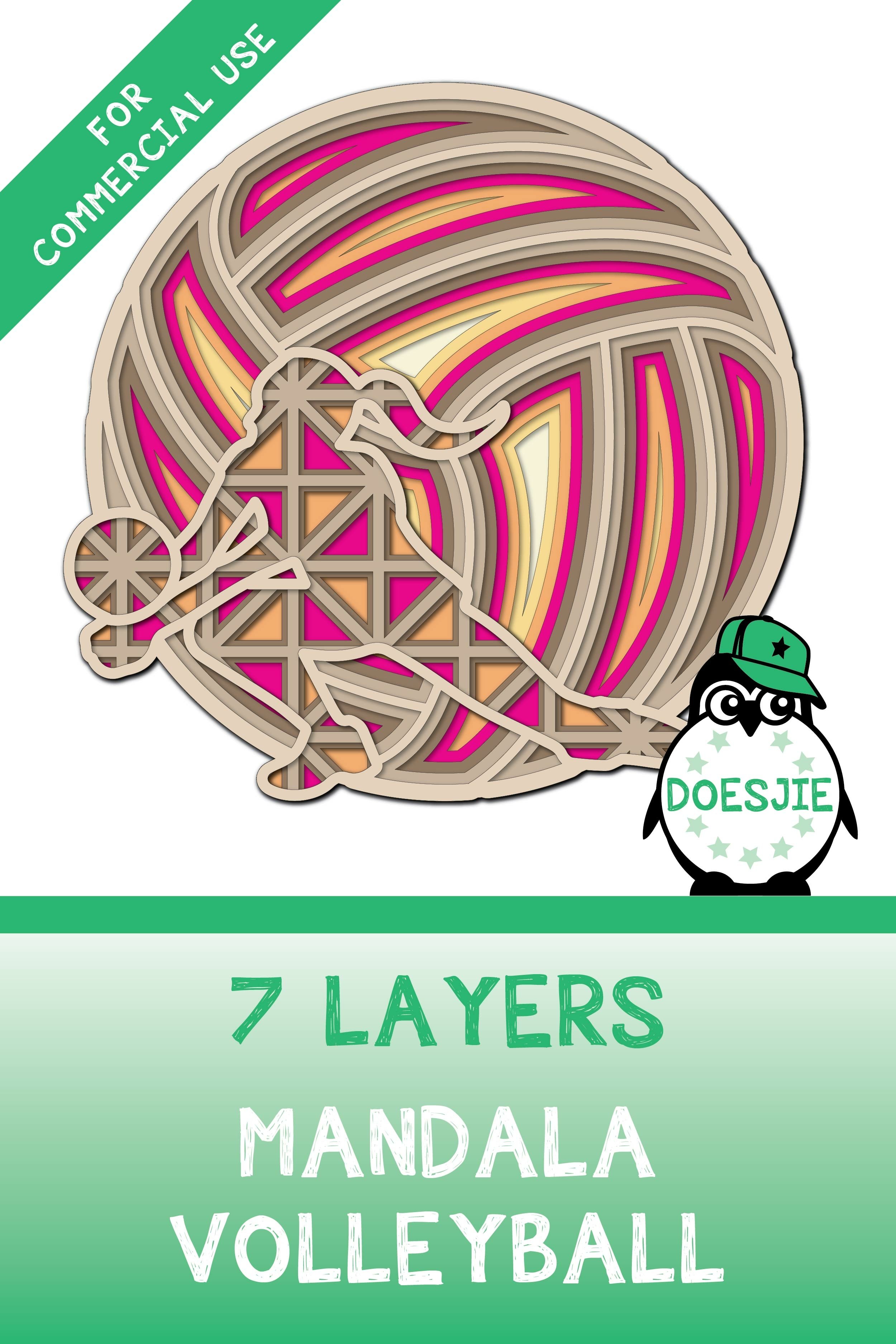 Volleyball Multi layer mandala sport 3d svg layered woman
