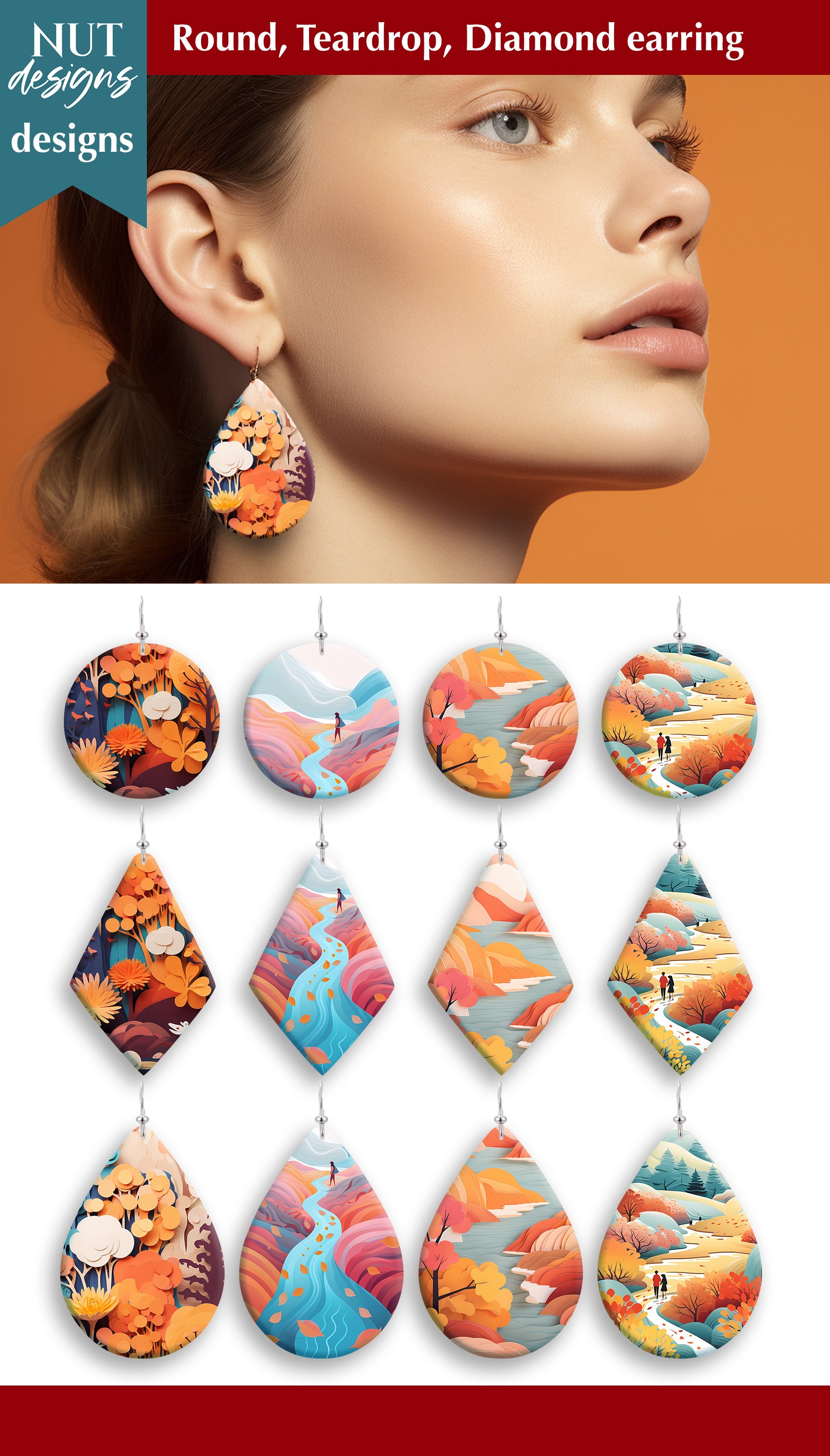 Earring fall, Fall teardrop earrings, Round earrings