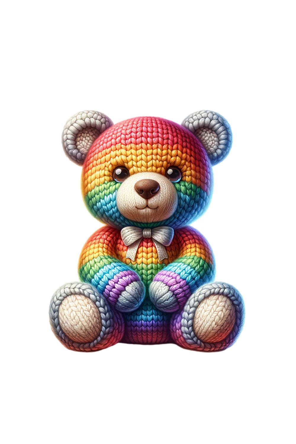 Cute Bear Knitted Clipart PNG Sublimation Design