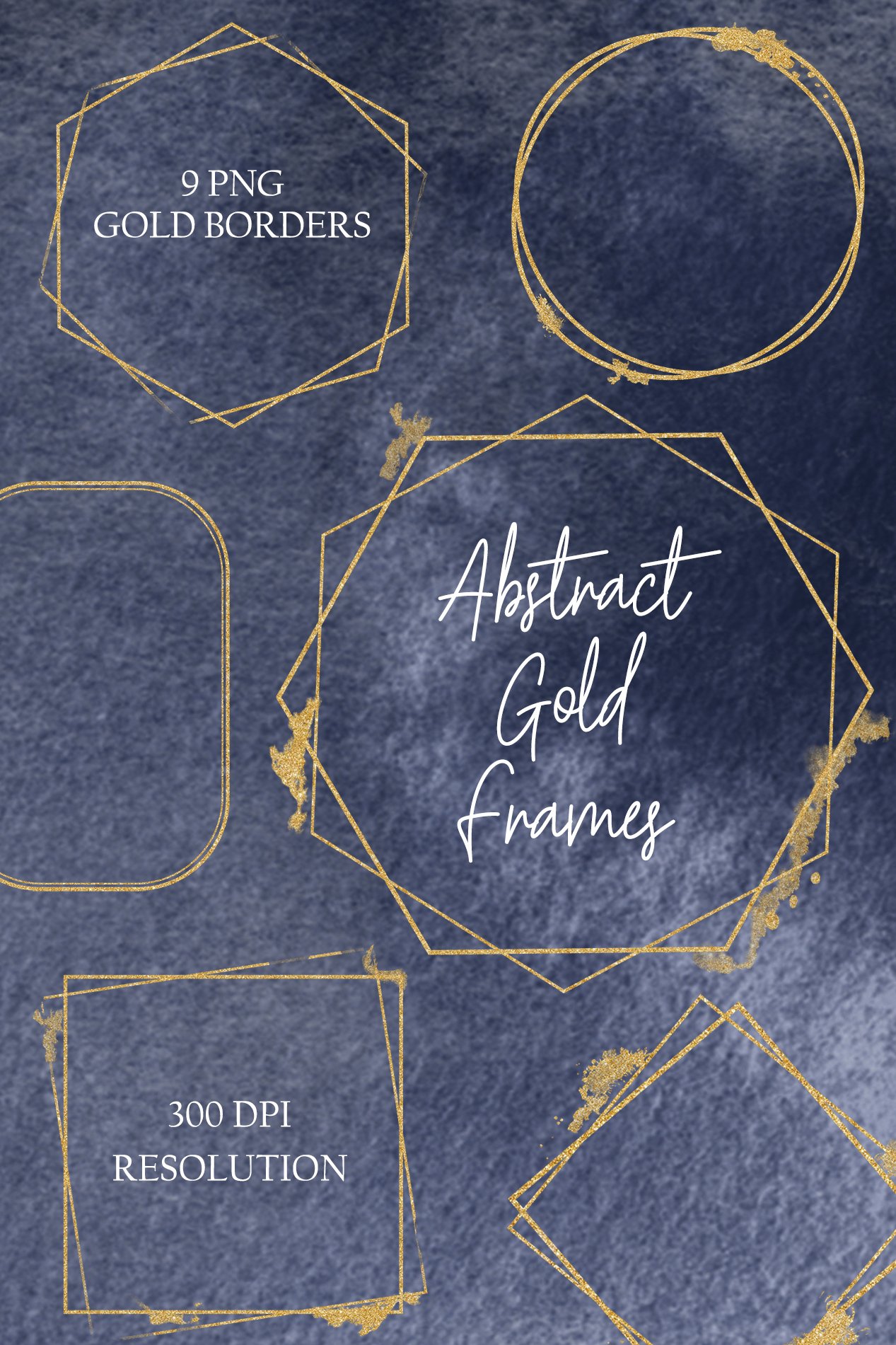 Abstract Geometric Gold Frames clipart PNG
