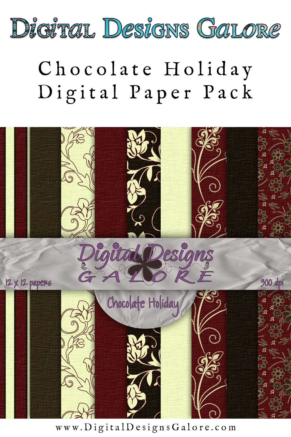 Chocolate Holiday Digital Paper Pack |9 Digital Craft Papers
