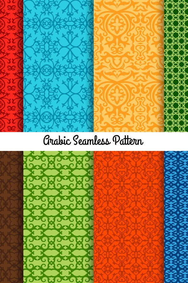 Colored traditional arabic patterns set