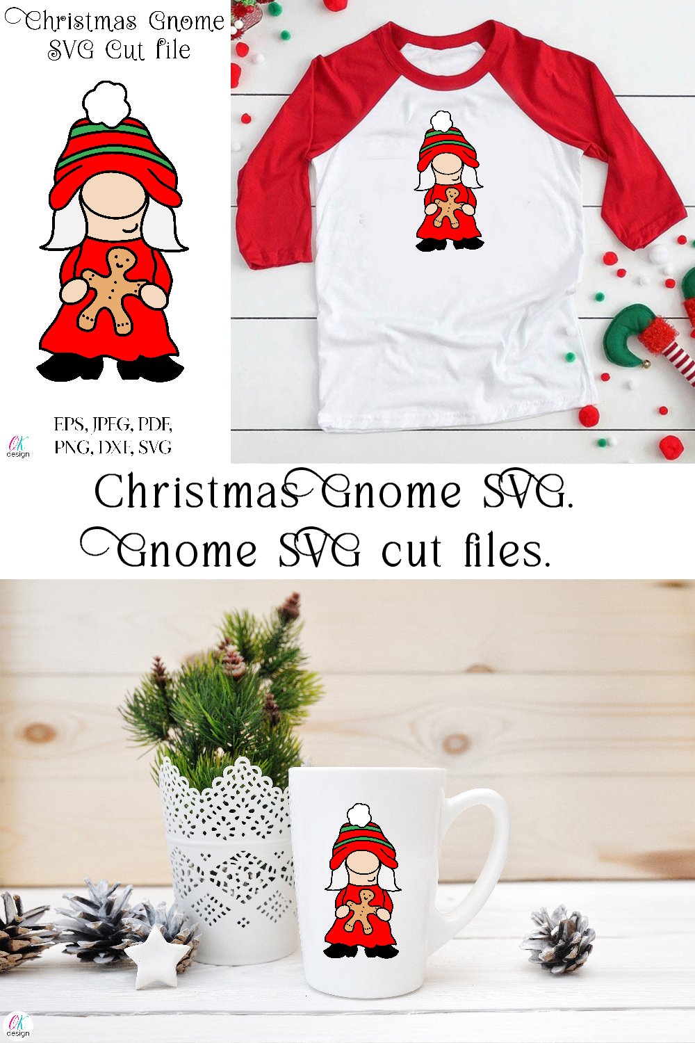 Christmas Gnome SVG. Gnome SVG cut files.