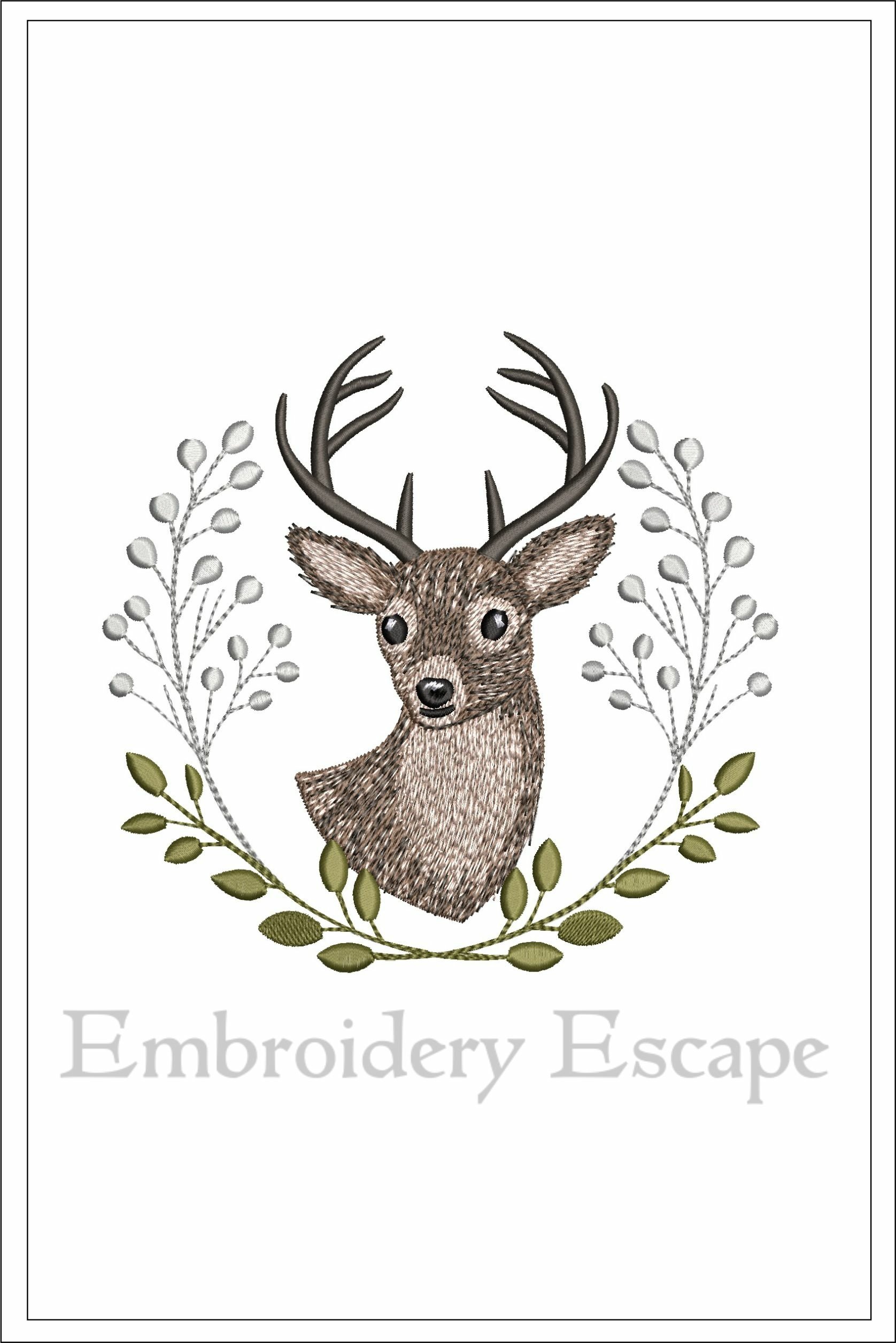 Deer embroidery file, Christmas embroidery design (5015725)