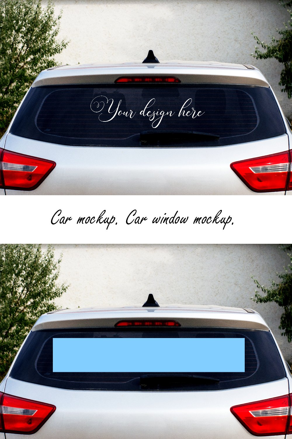 Car mockup. Car window mockup.