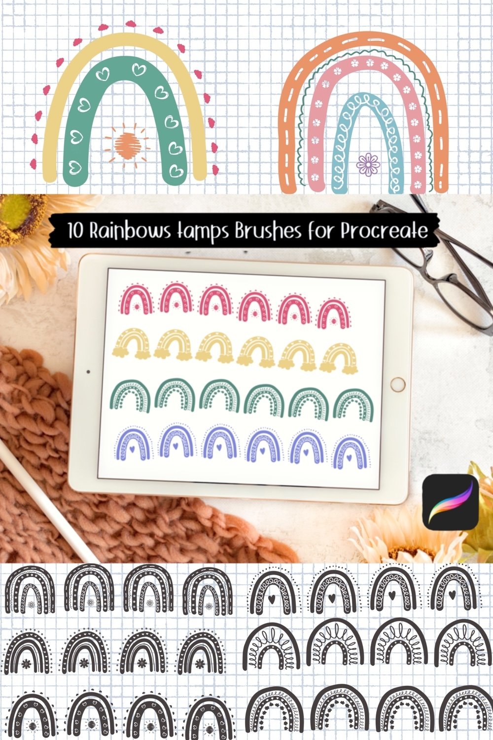 Rainbow Stamps Brushes for Procreate