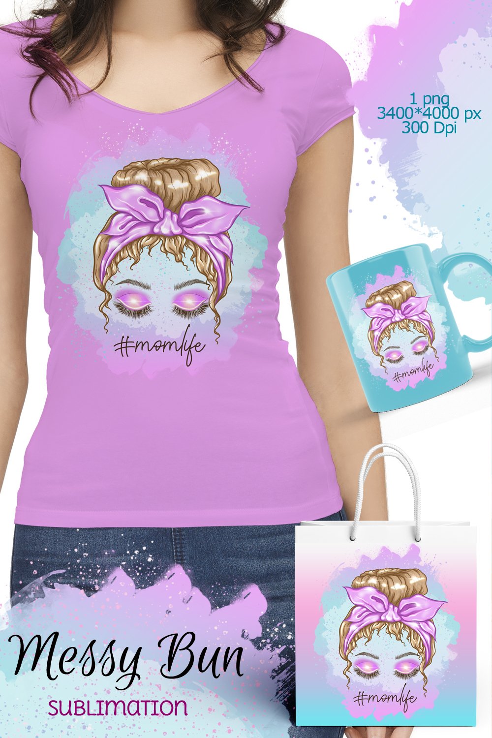 Magic Pink Girl Sublimation Summer Mom Life Messy (1914966)
