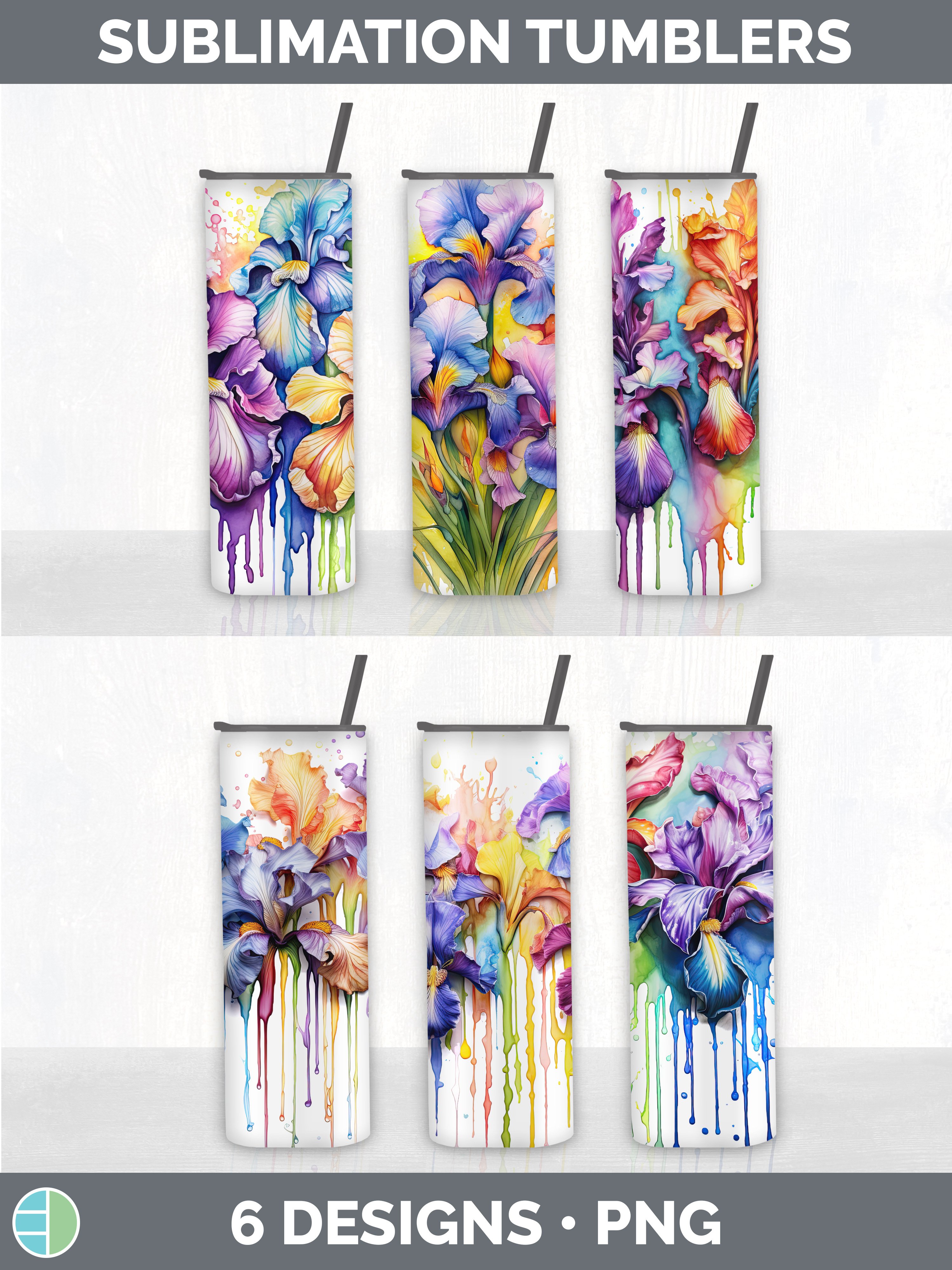 Splat Rainbow Iris Flowers Tumbler | Sublimation 20 oz Skinn