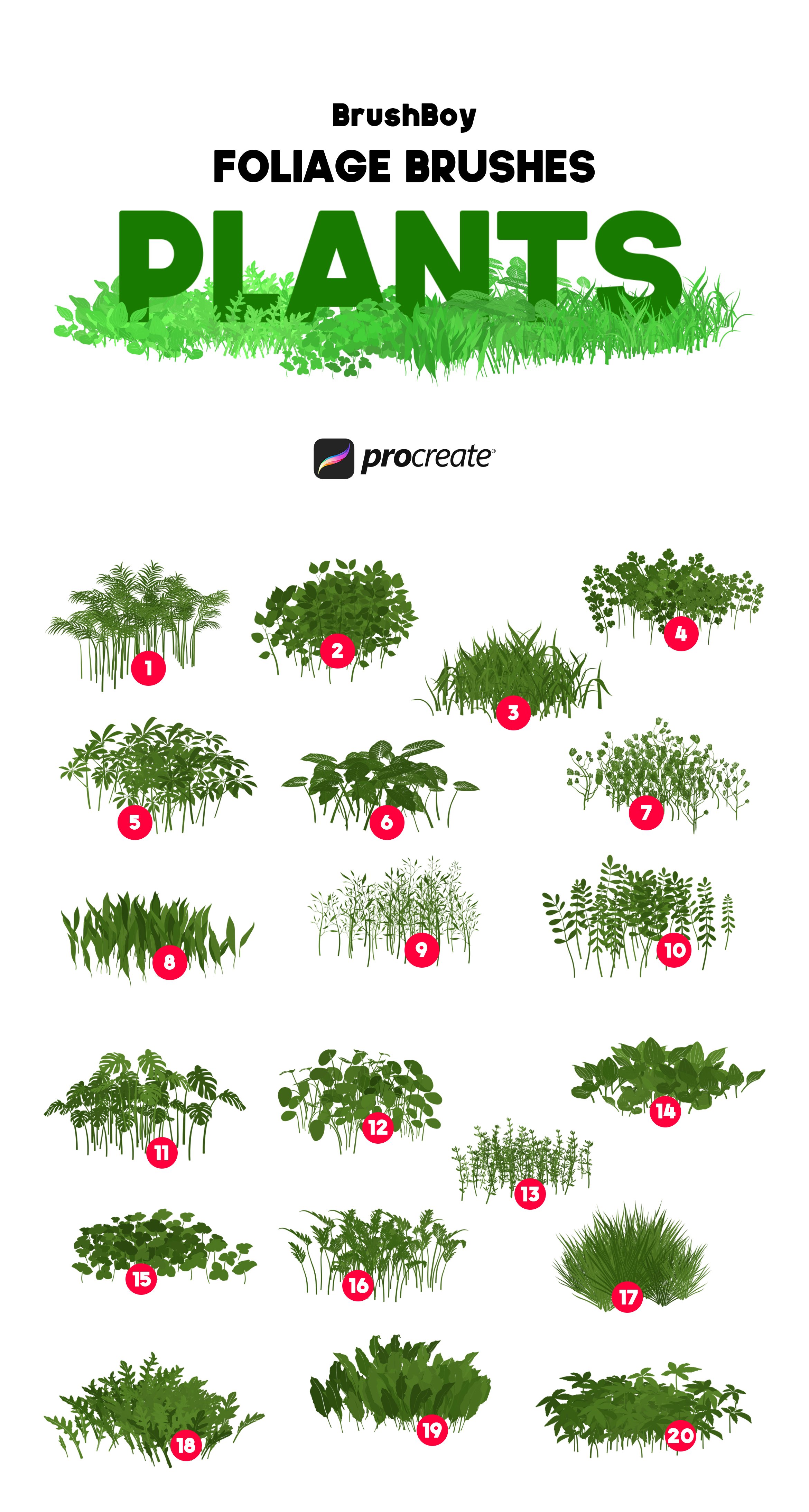 Procreate Foliage Brushes - Plants