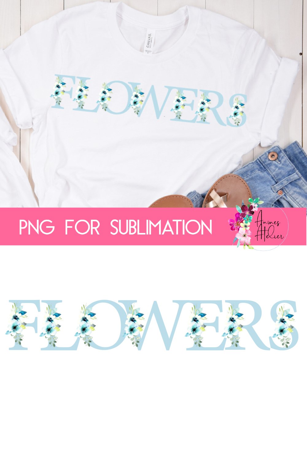 Flowers Sublimation Design in Blue