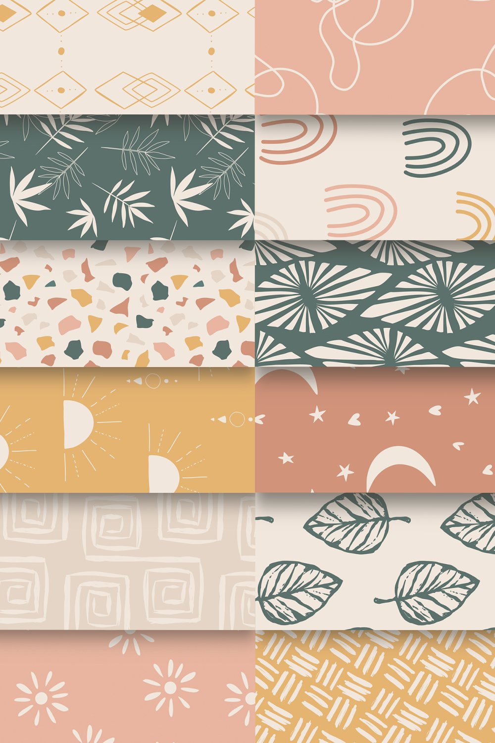 12 Boho Seamless Patterns Digital Paper Pack JPEG
