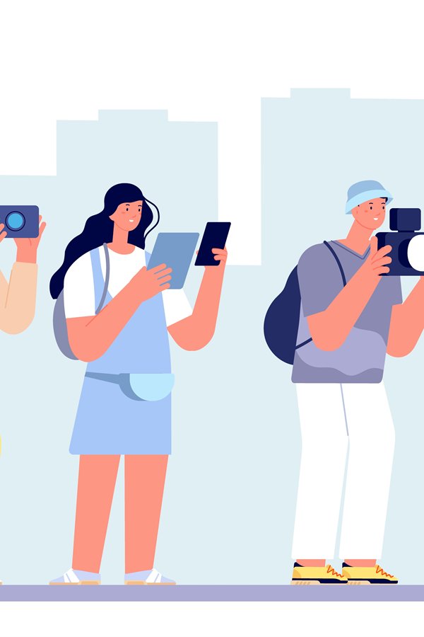 Tour guide. People travel vacation, happy woman lifestyle. T