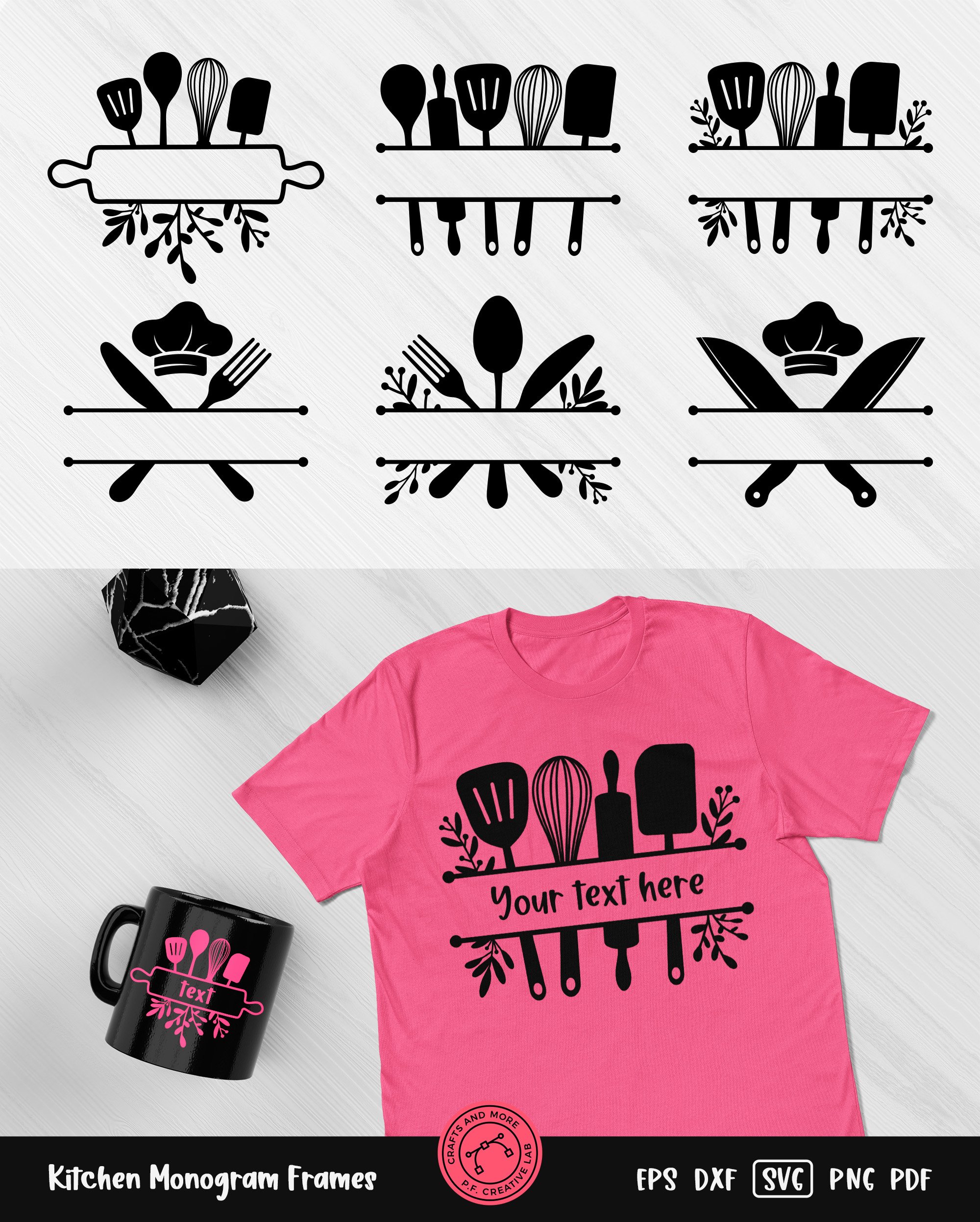 Kitchen Utensils SVG Cooking Clipart Bundle