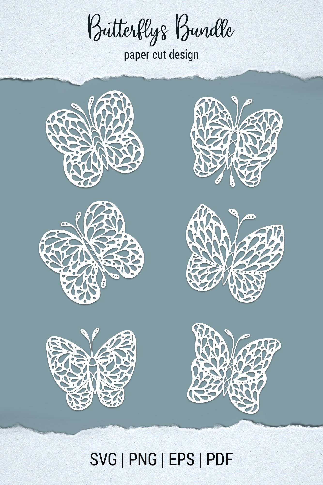 Butterfly Bundle paper cut design for Cricut and Silhouette