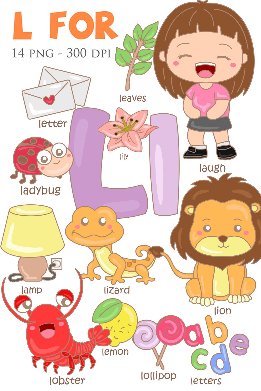 Alphabet L For Vocabulary Reading Illustration Vector Kids Alphabet L For Vocabulary Reading Illustration Vector Kids