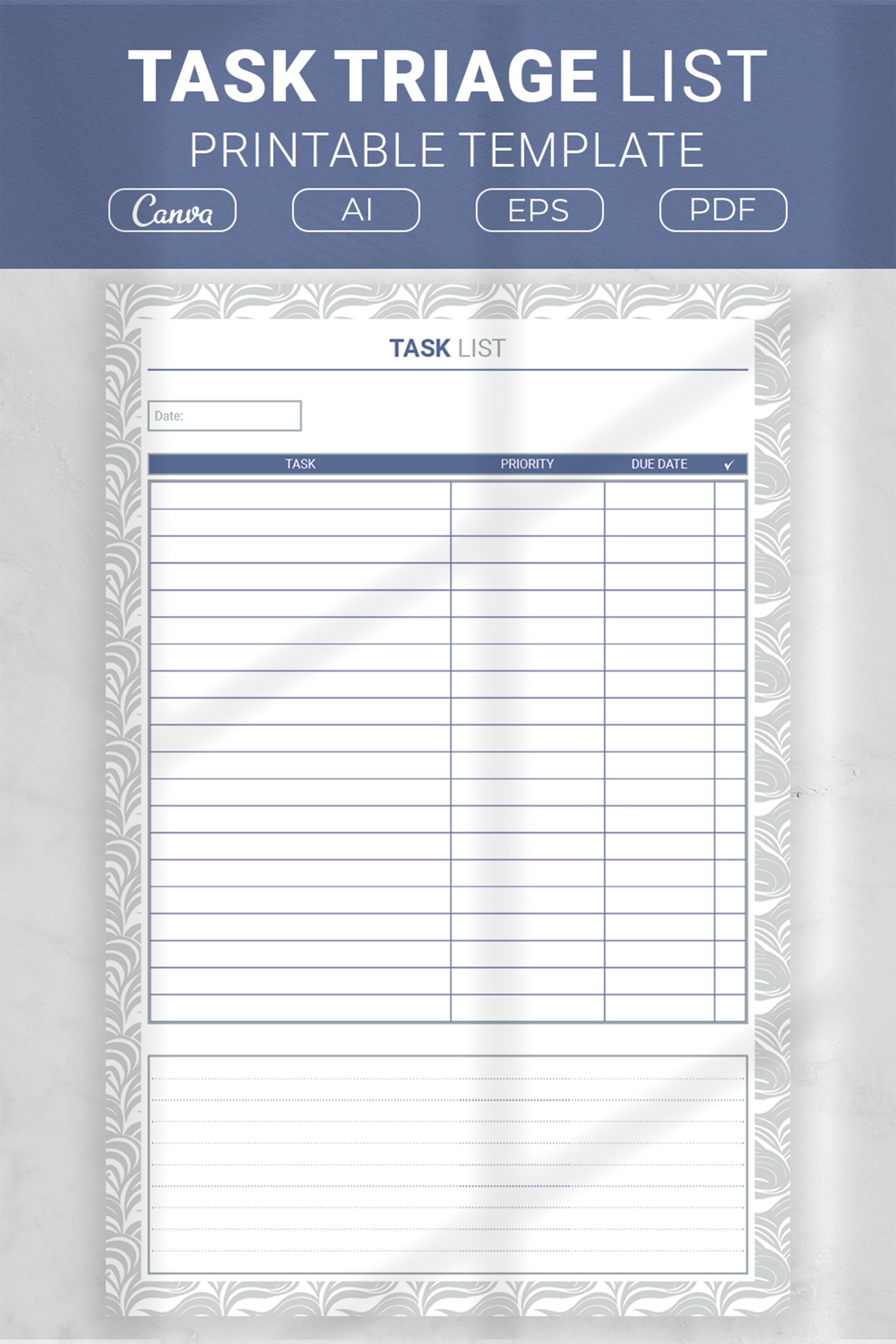 Task Triage List Printable Template (2898321)