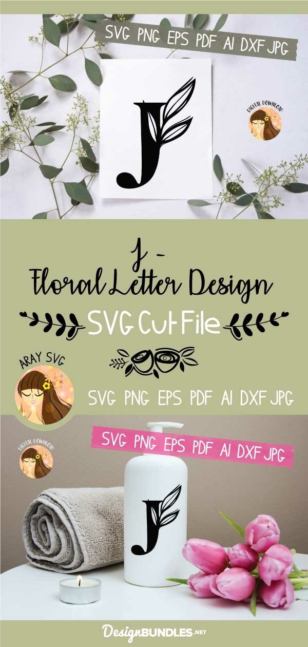 J - Floral Letter Design Svg Eps Pdf Jpg Png Cut Files