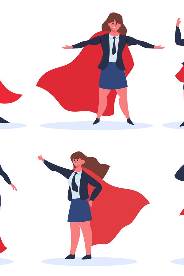 Businesswoman superhero. Female superhero character in super