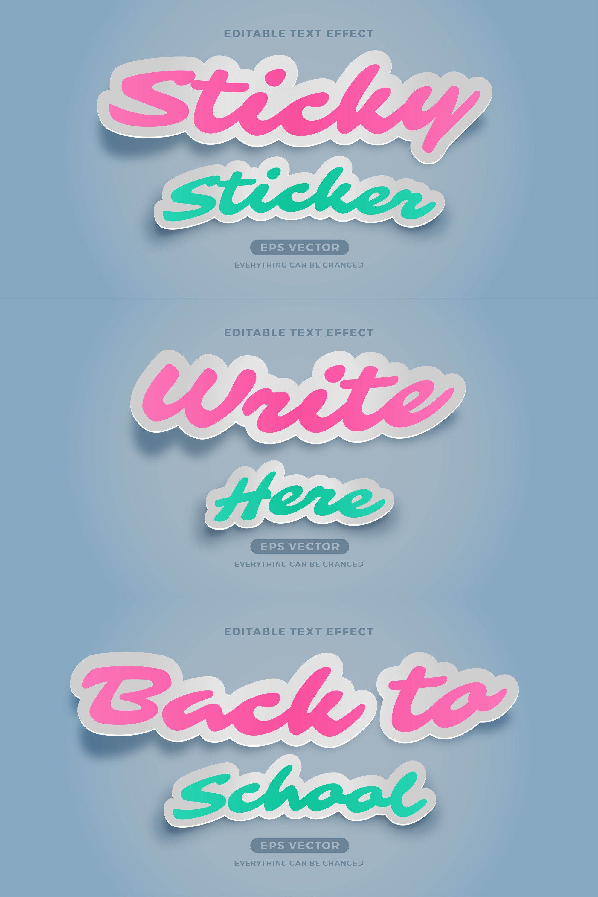 Sticky Sticker editable text effect style vector