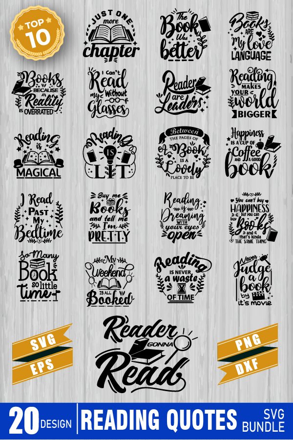 Reading SVG Bundle, Reading Quotes SVG, Reading (1514328)