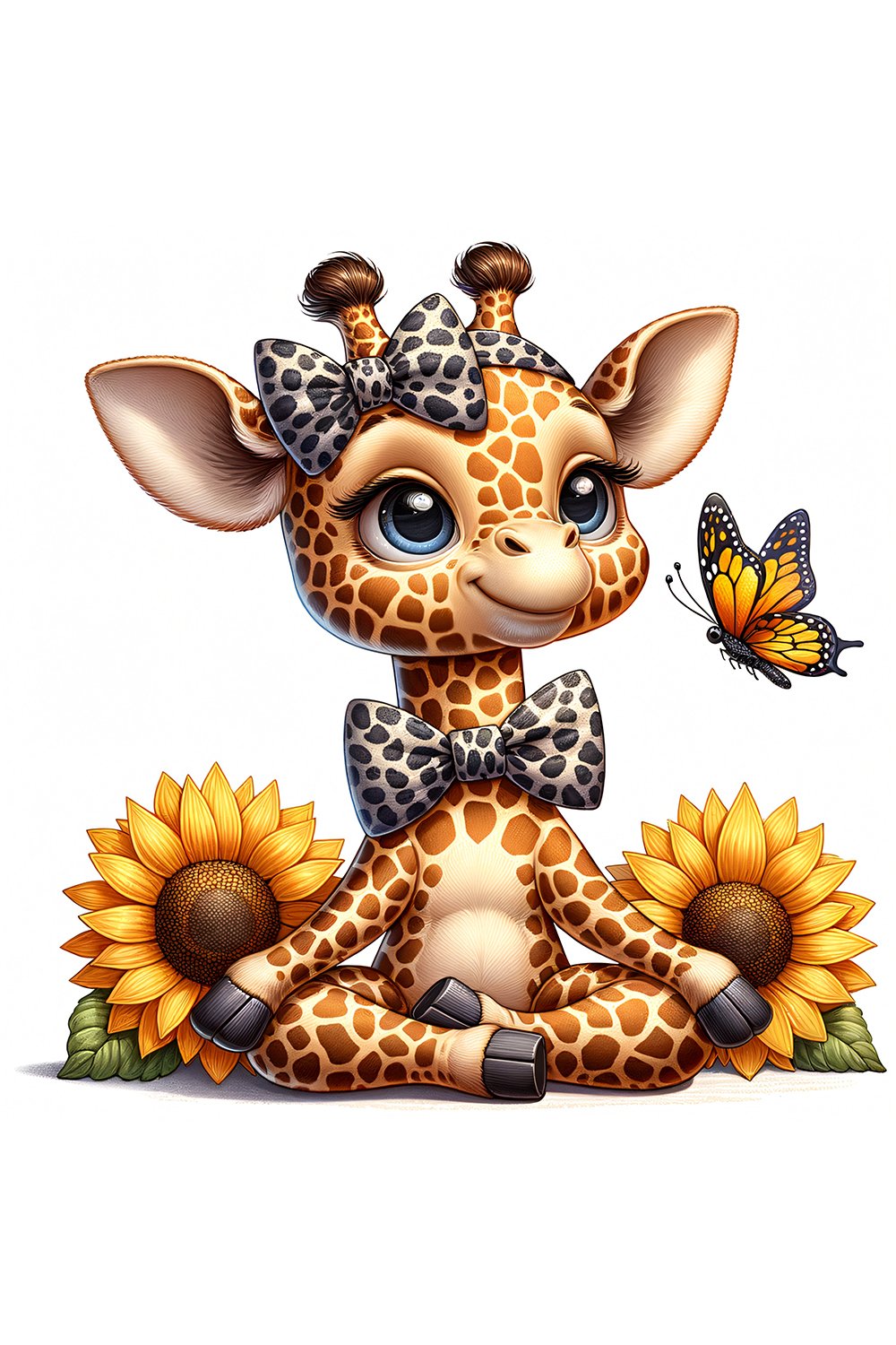 Cute Giraffe with Sunflowers JPG File (3550485)