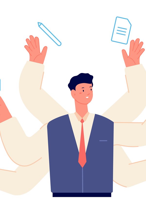 Multitasking concept. Employment self, multitask productivit