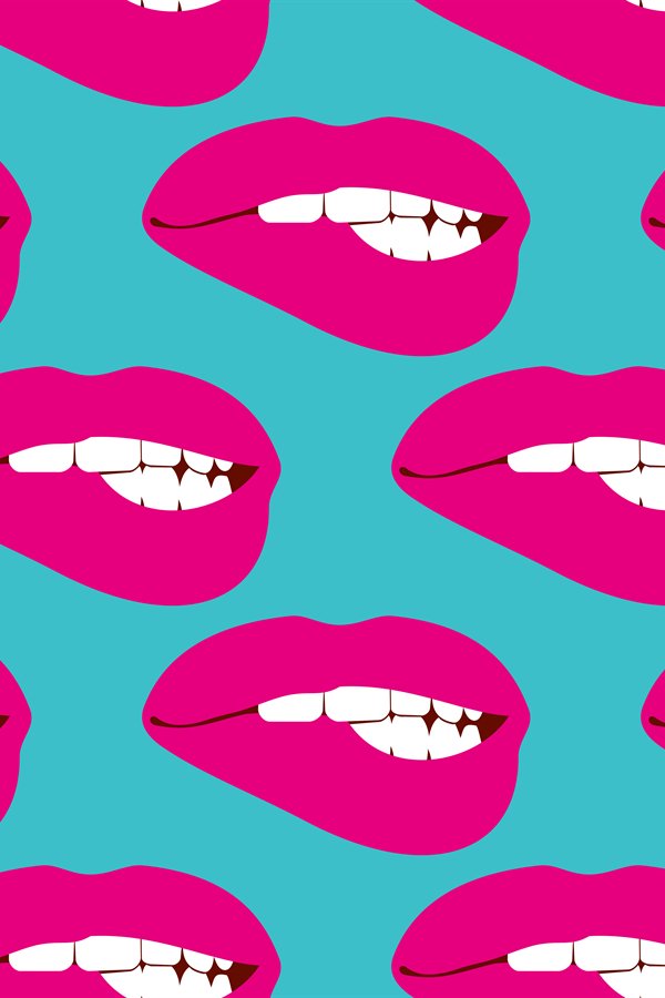 Woman biting lip vector seamless pattern (850890)