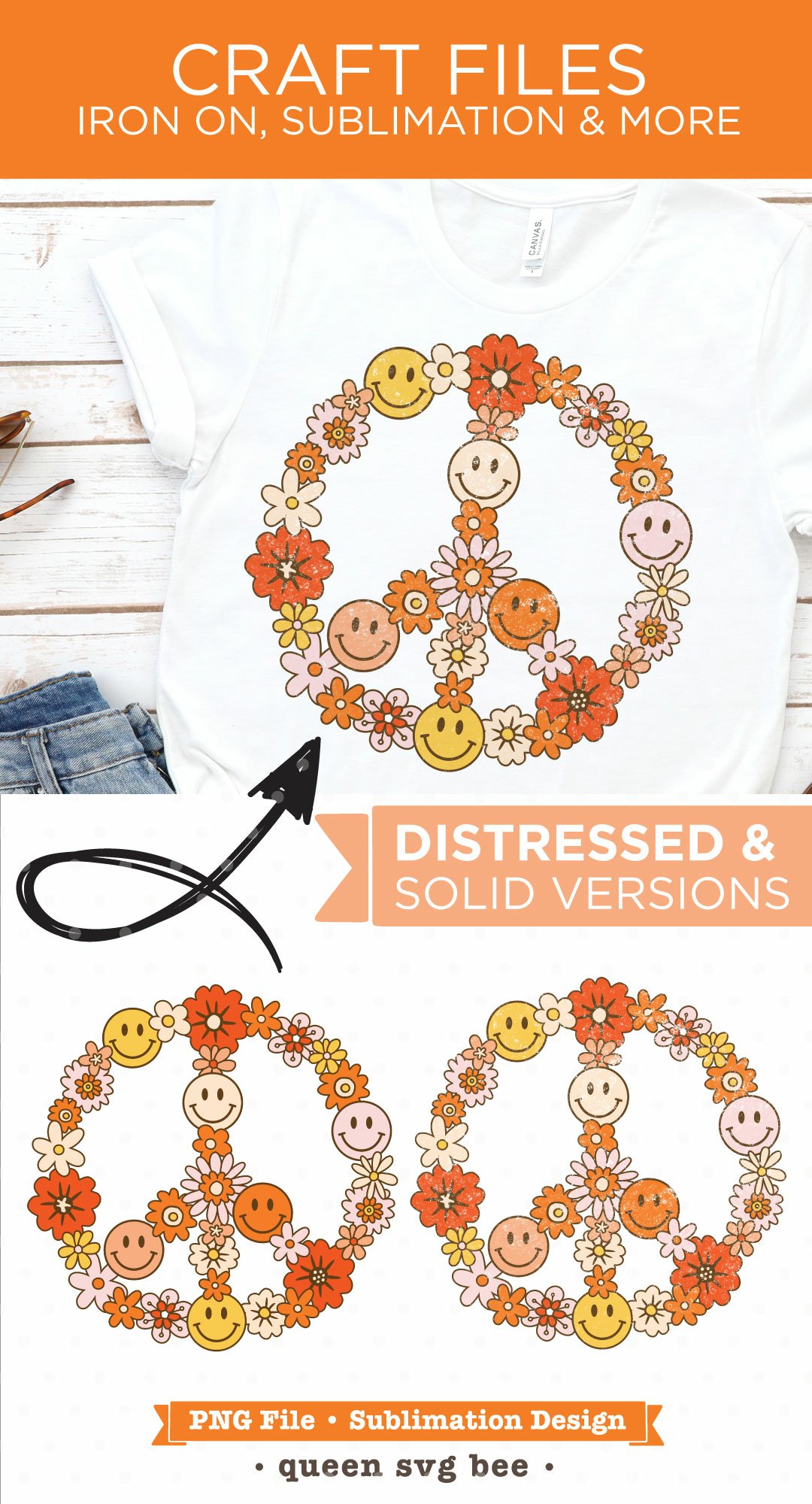 Distressed Peace Sign PNG for Sublimation