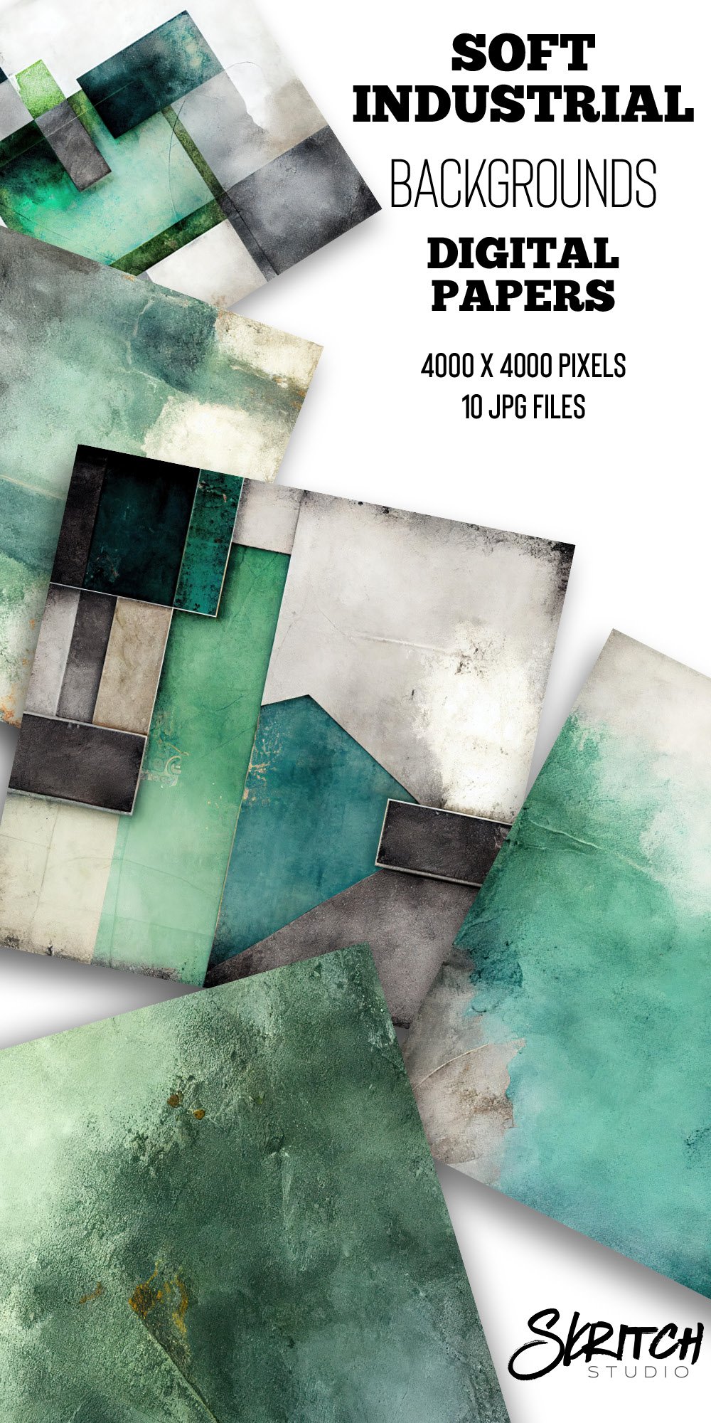 Soft Industrial Grunge Textures Digital Paper Bundle