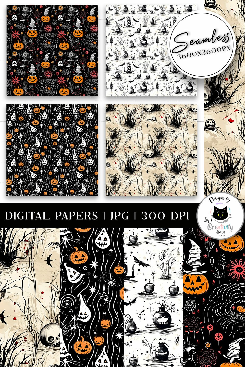 Seamless Halloween Digital Papers | Pumpkin Patterns