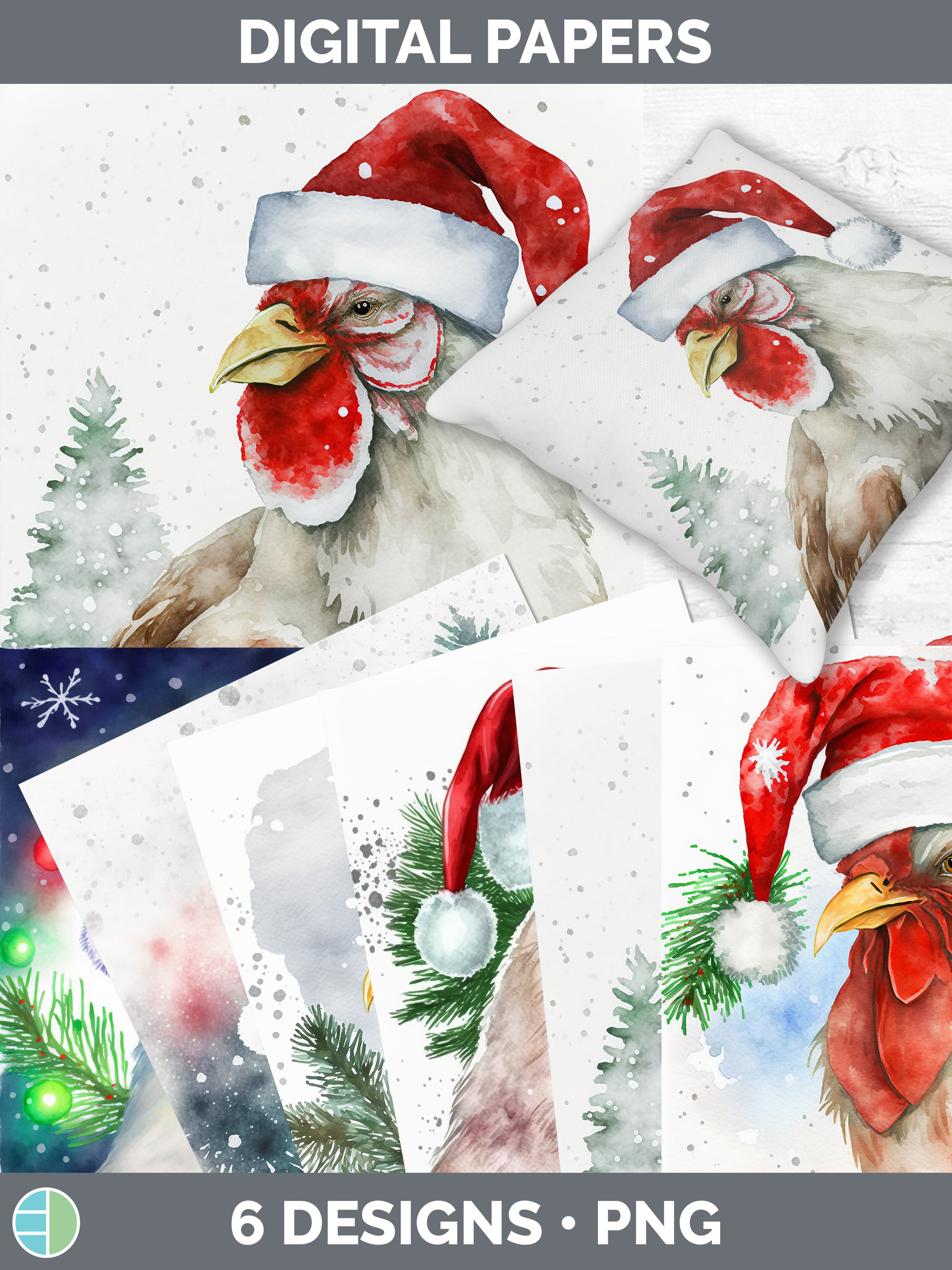 Christmas Chicken Backgrounds | Digital Scrapbook Papers