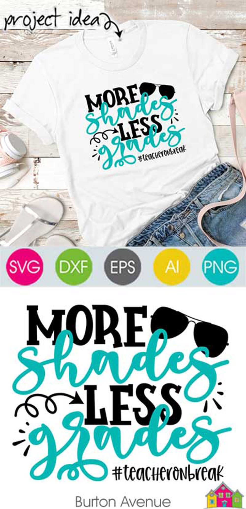 More Shades Less Grades Teacher SVG |Summer SVG for Teachers