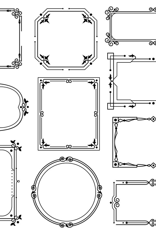 Decorative ornamental frames and borders. Floral calligraphy