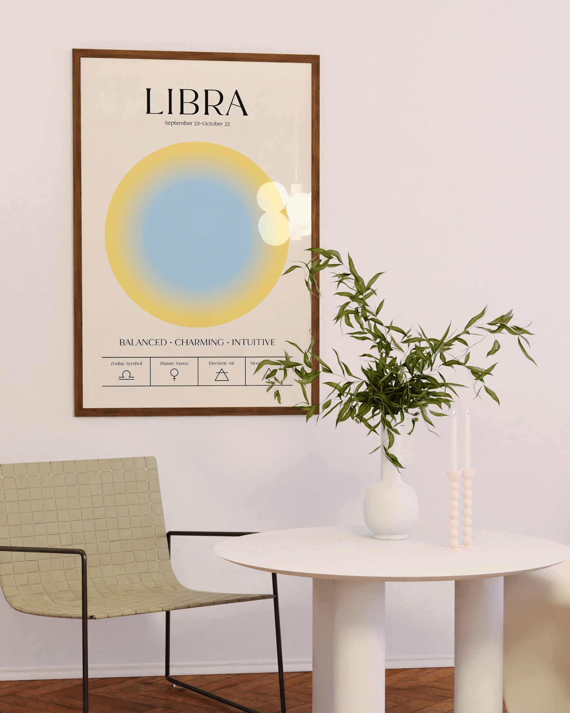 Libra printable poster, Zodiac wall art, Astrology print