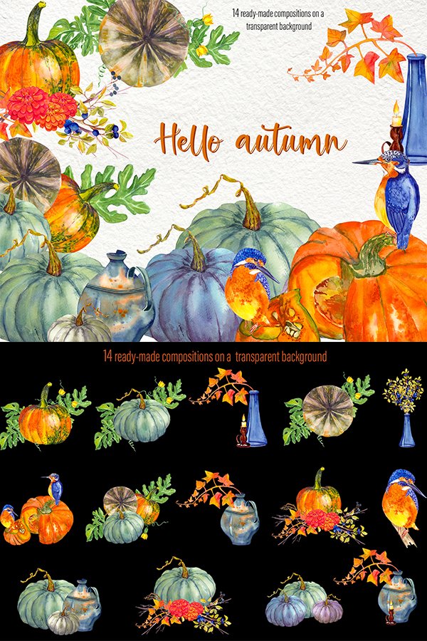 Fall Clip Art, Fall Graphics Set, Thanksgiving (1580926)