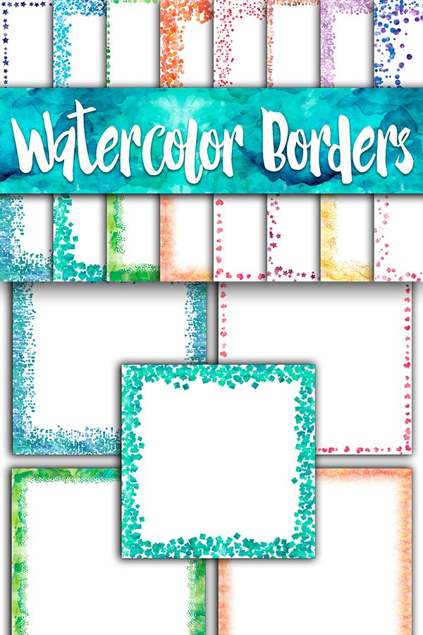 Watercolor Borders Digital Paper