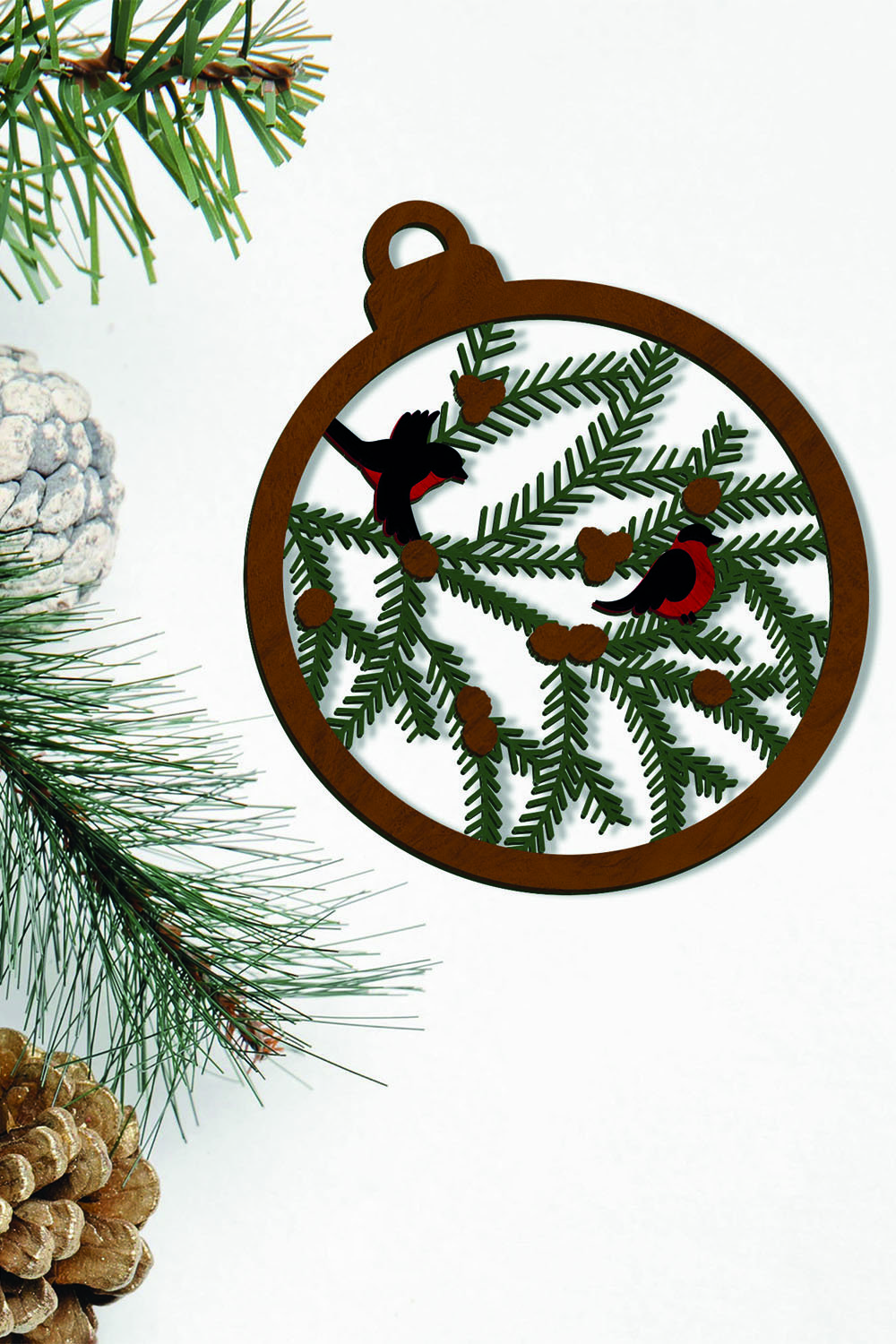 Christmas Bird Ornament, Multilayer Template