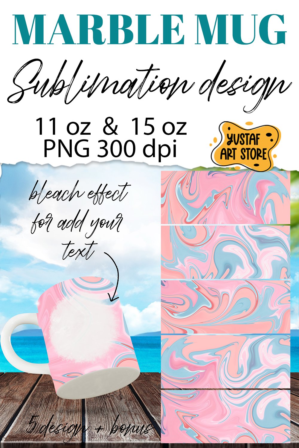 Pink blue paint sublimation mug wrap . Fluid art PNG