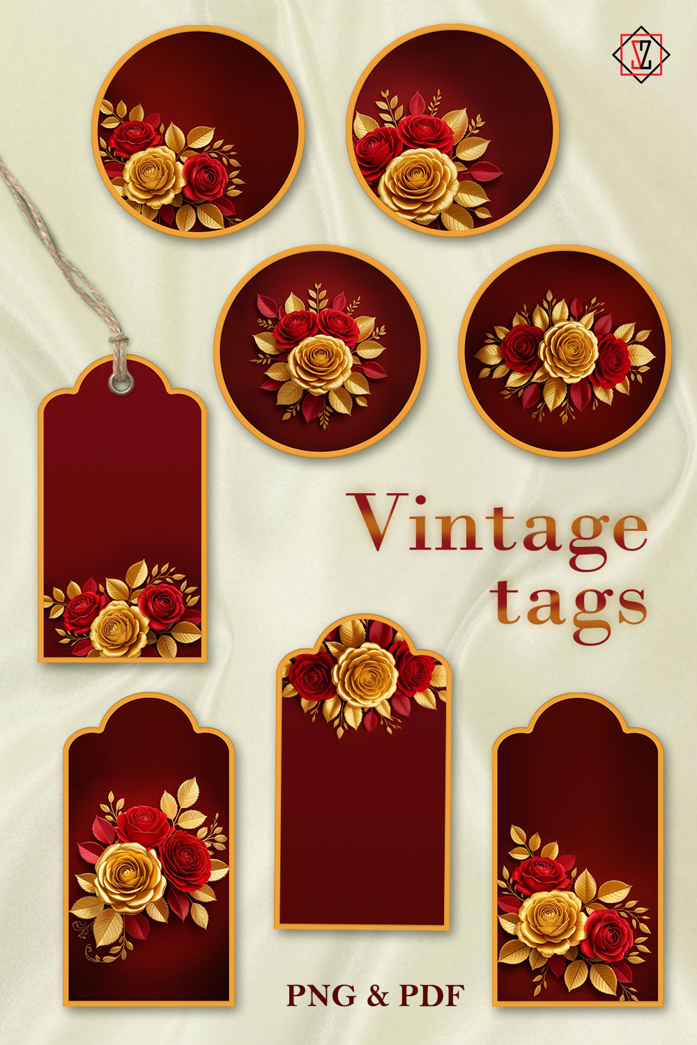 Vintage rose tags