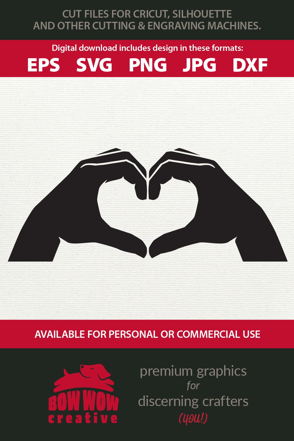 Heart Hands Love Sign SVG Cutting File & Clipart